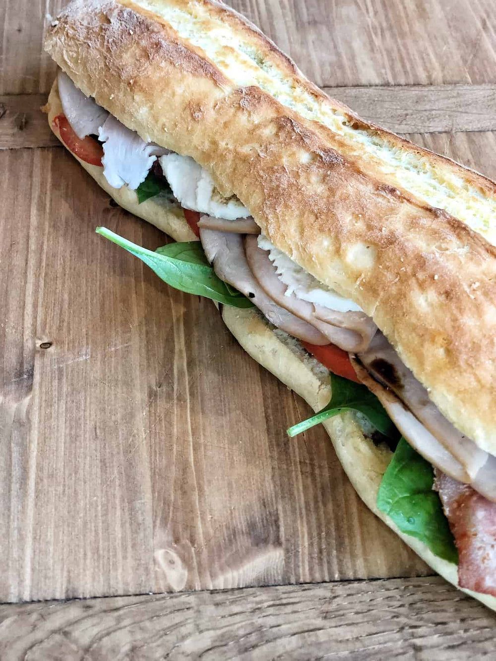 Grilled Footlong Turkey and Bacon Sandwich with Fresh Mozzarella Chees ...