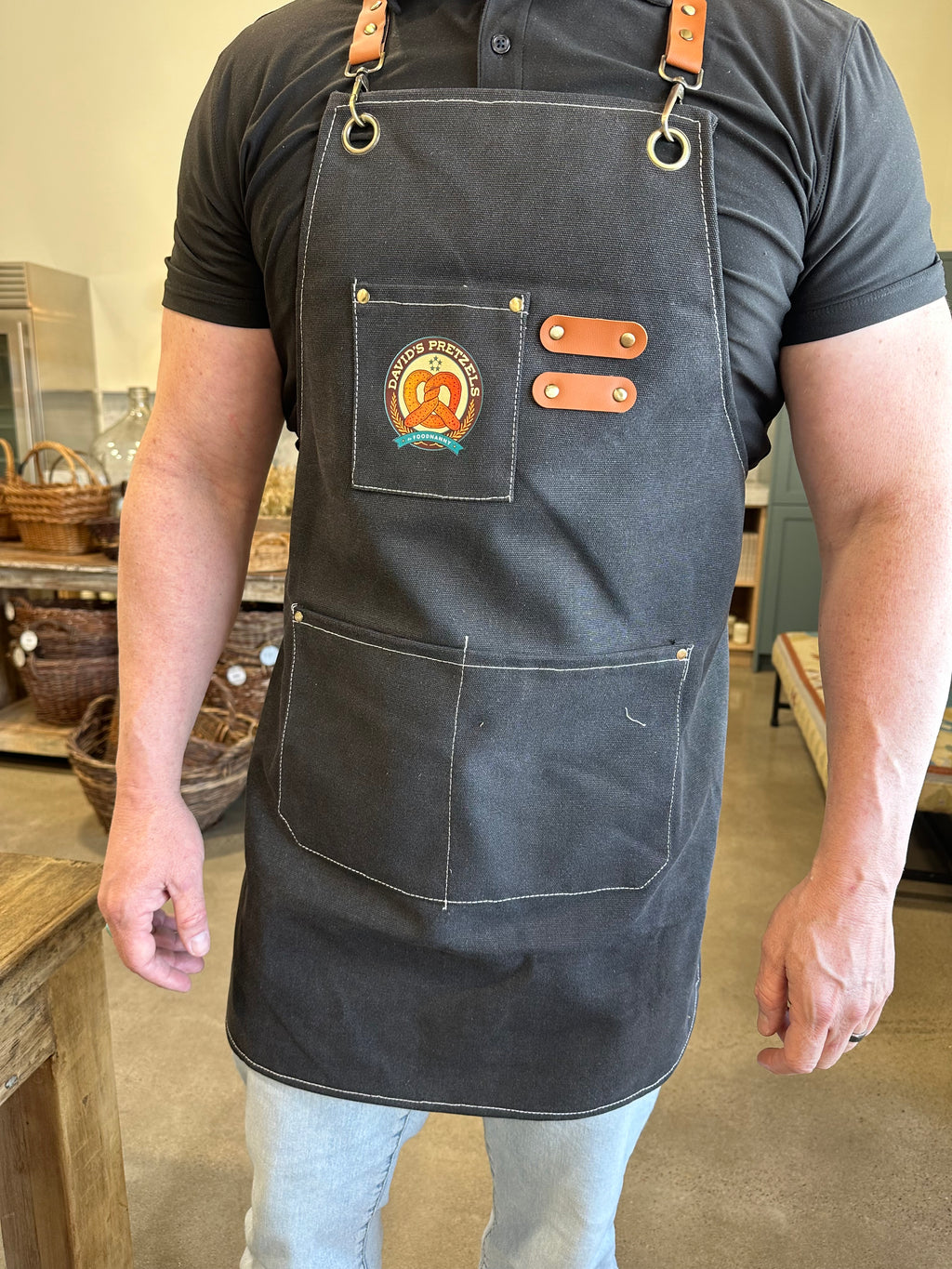 Apron, David's Pretzel's- Charcoal – The Food Nanny